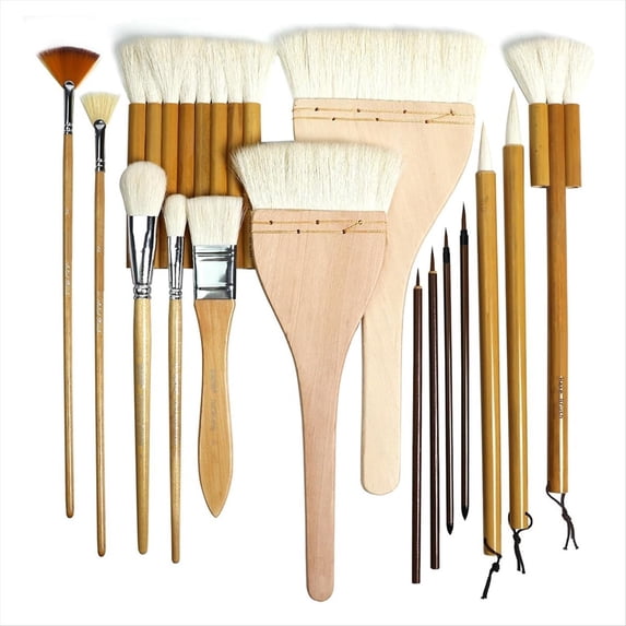 Pottery Brushes for Glazing,15 Pcs Ceramic Brushes Set Wool Bamboon ...