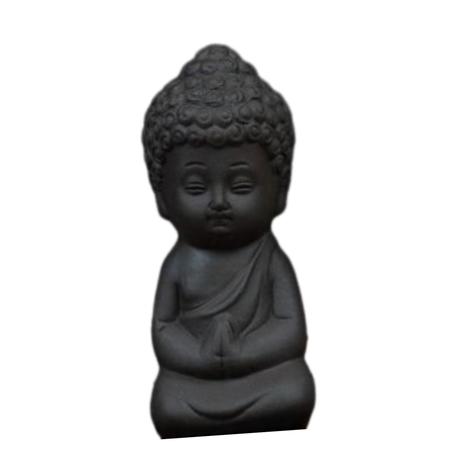 Pottery Clay Mini Buddha Statue Tea Pet Miniature Tabletop Ornament ...