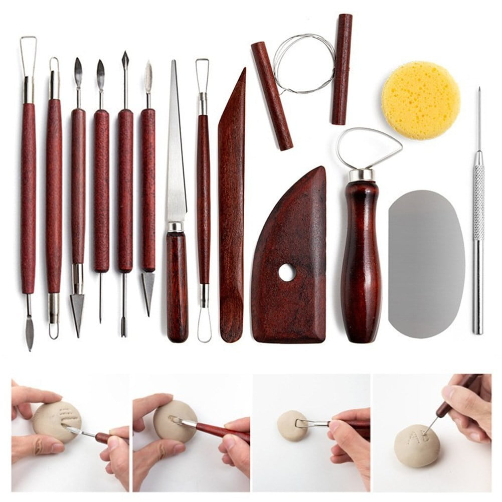 Pottery Clay Sculpting Tools Kit 15 Pcs/Set Ceramic Wax Clays Carving Tools For Art Craft ...
