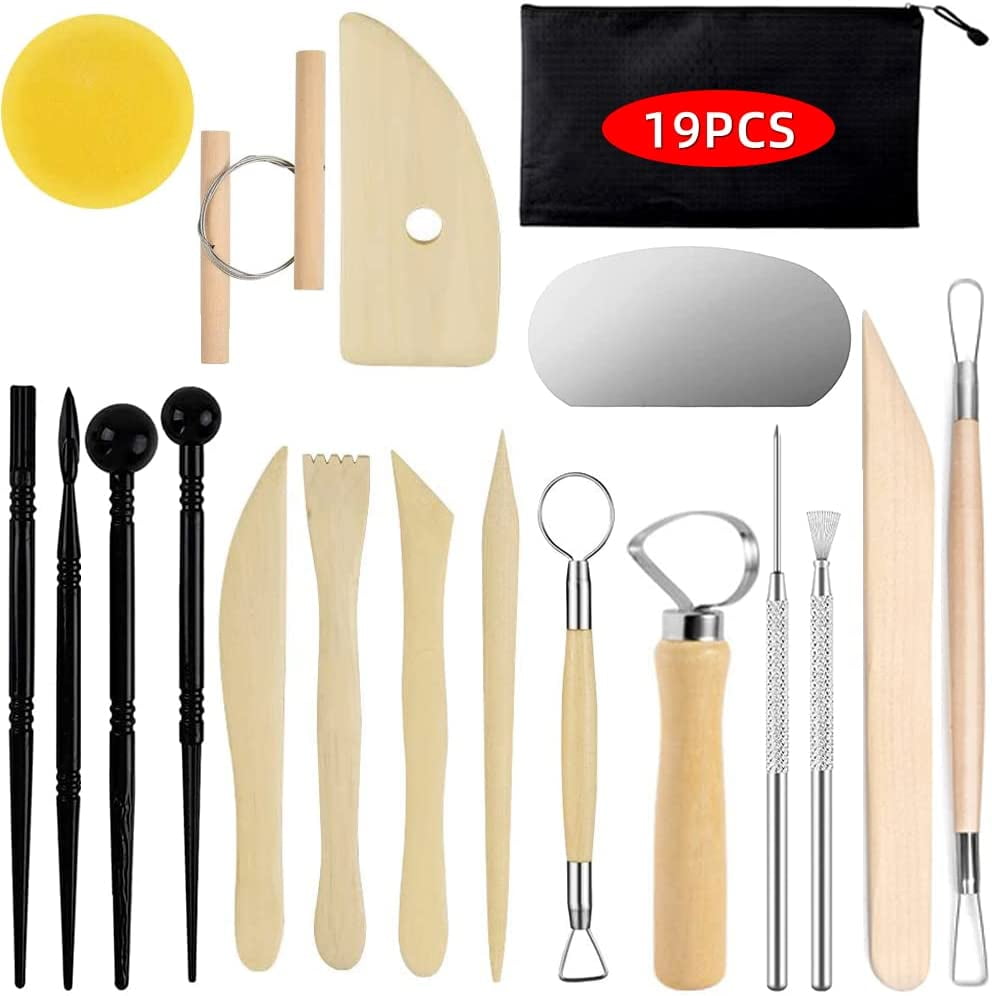 Pottery Clay Sculpting Tools for Polymer, 19Pcs Basic Wood Ceramics ...
