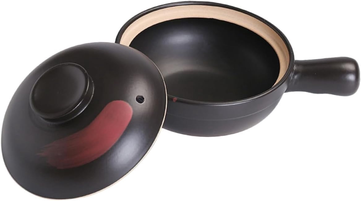 Pottery Clay Stew Pot with Handle and Lid for Home Cooking High ...