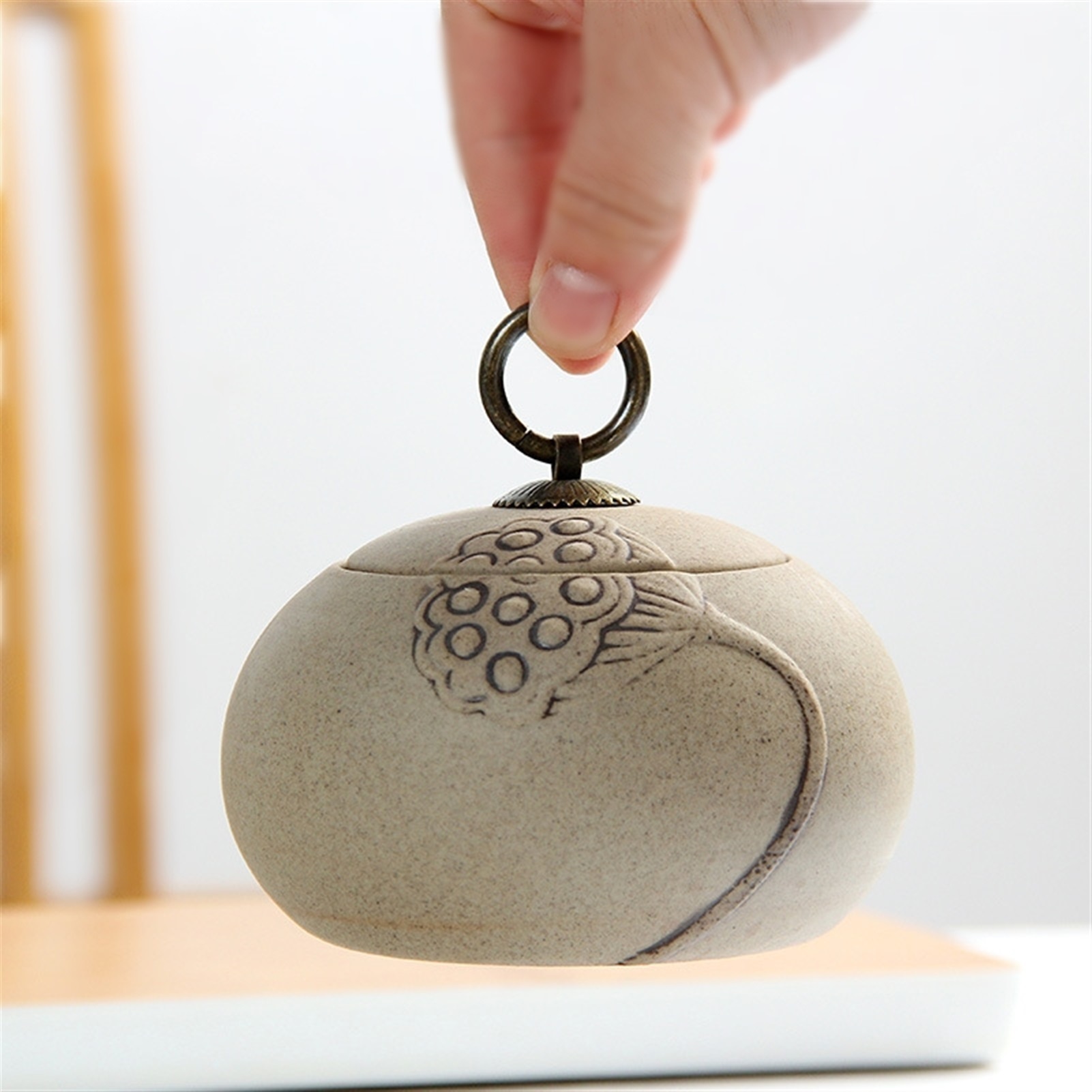 Pottery Clay Urn For Human Ashes Chinese Painting Stoneware Caddy ...