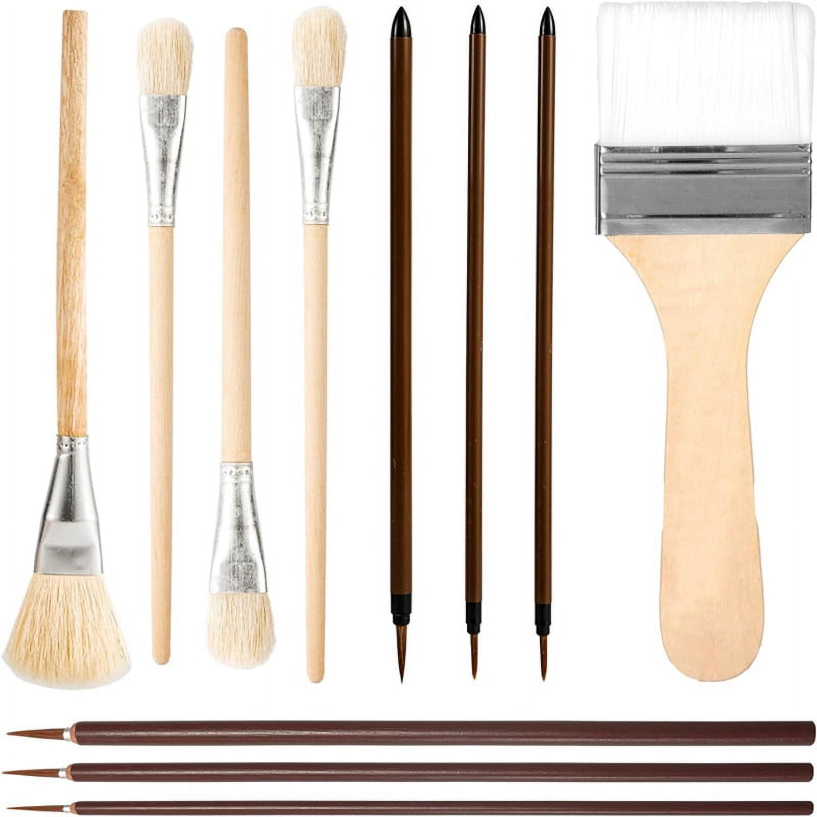 Pottery Glaze Brushes Set,Different Shapes Wood Ceramic Brushes with ...