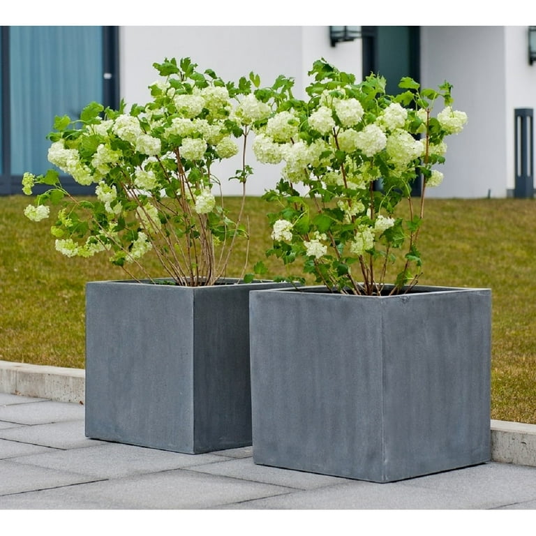 Large Square Grey Garden Planters | thegamingmecca.com