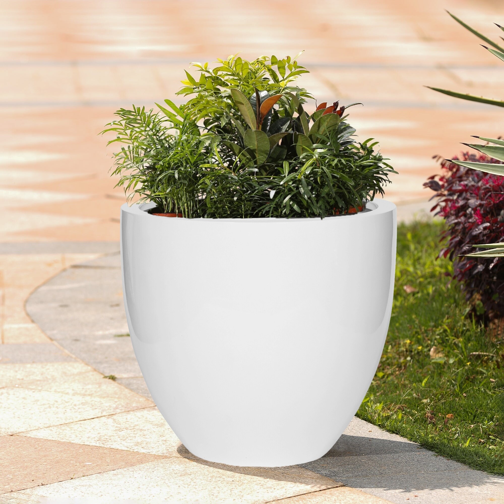 Pottery Pots Natural Jesslyn Round Planter Pot Indoor Outdoor ...