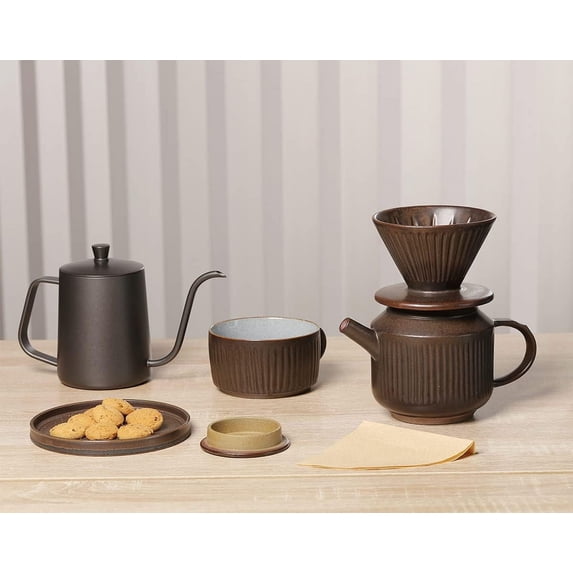 Pottery Pour Over Coffee Maker, Ceramic Cone Filter Hand Drip Coffee ...