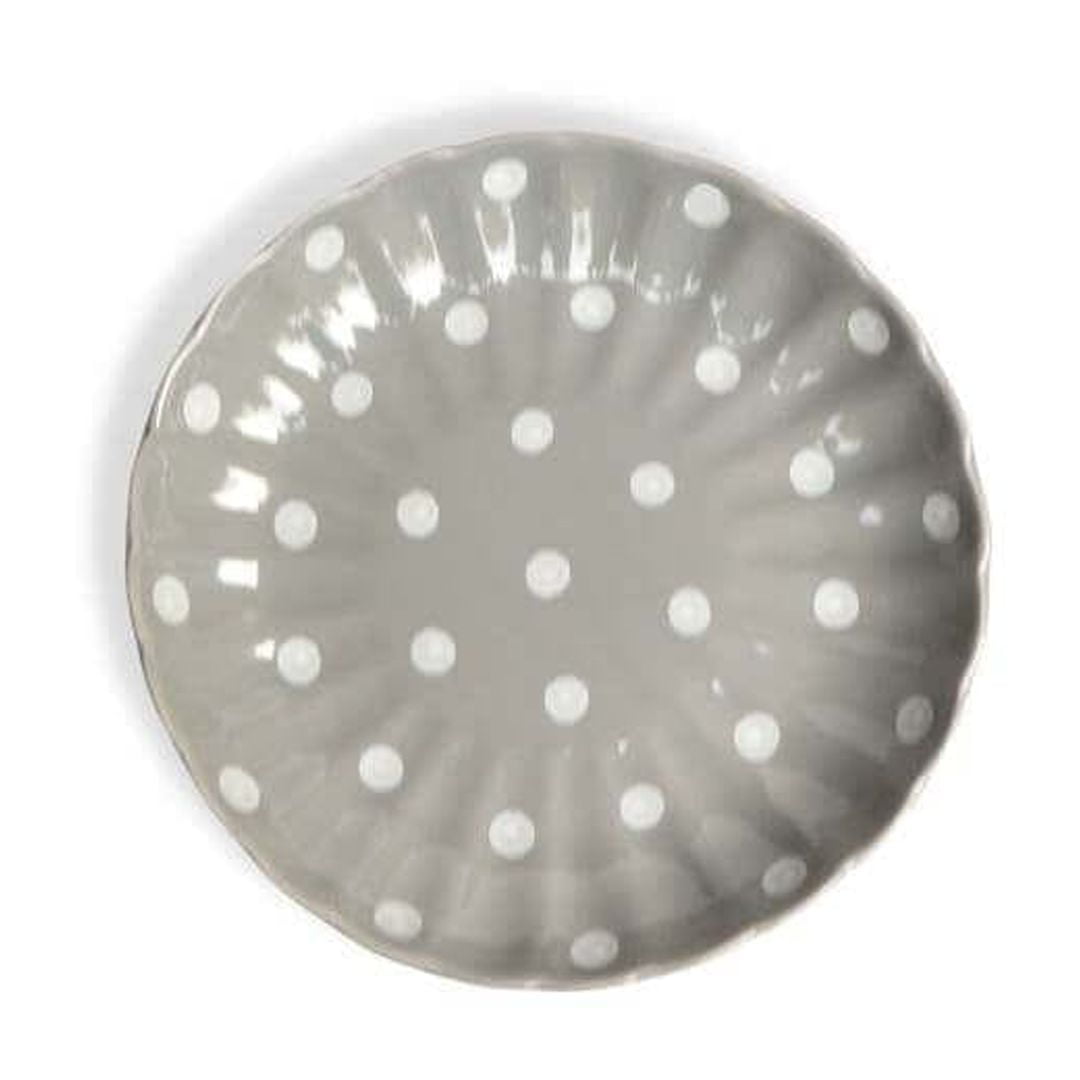 PotteryDen Pastel Grey Polka Dots Quarter Plate - Hand Painted | Hand ...