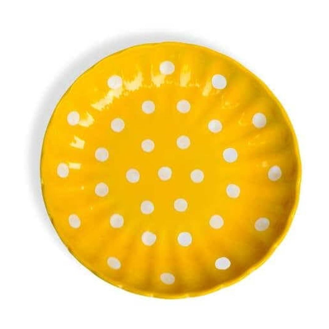PotteryDen Pastel Yellow Polka Dots Quarter Plate - Hand Painted | Hand ...
