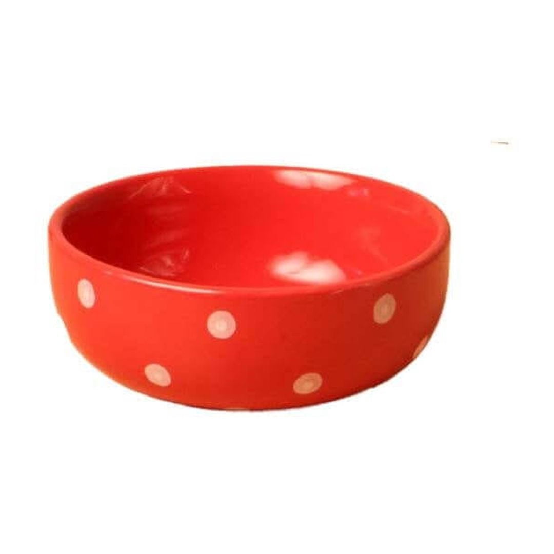 PotteryDen Red Polka Dots Cereal Bowl- Height 5 cm | diameter 14 cm ...