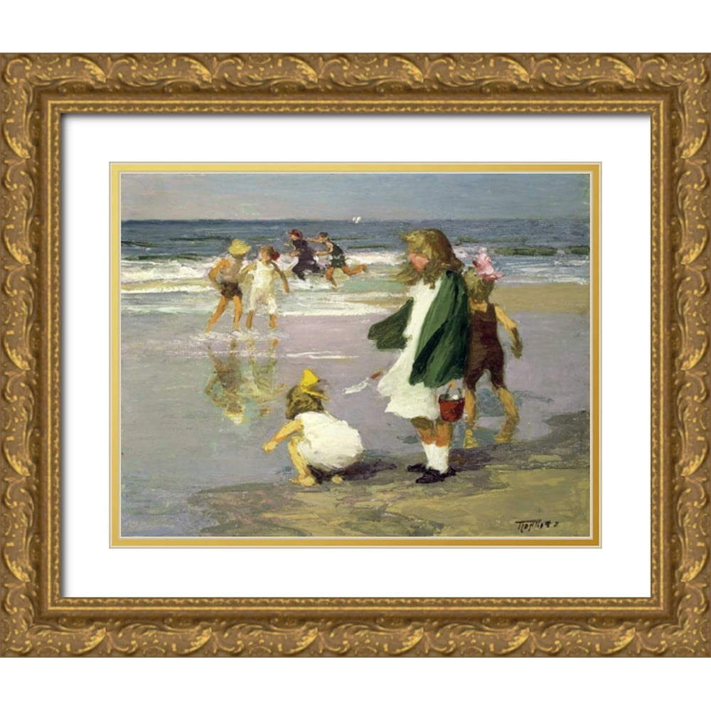 Potthast, Edward Henry 24x19 Gold Ornate Wood Framed with Double ...