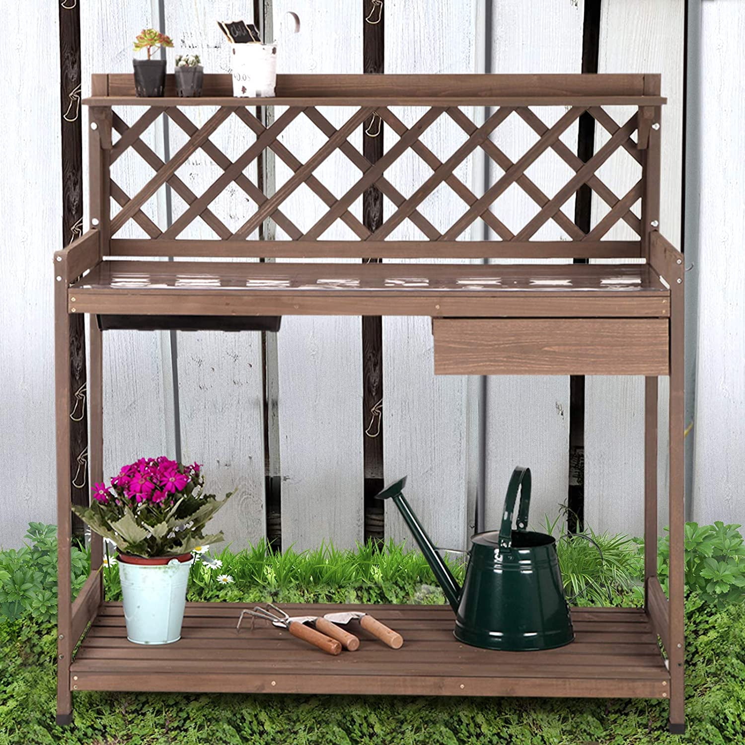 Potting Bench Garden Table for Plants Outside Outdoor Wooden Garden ...