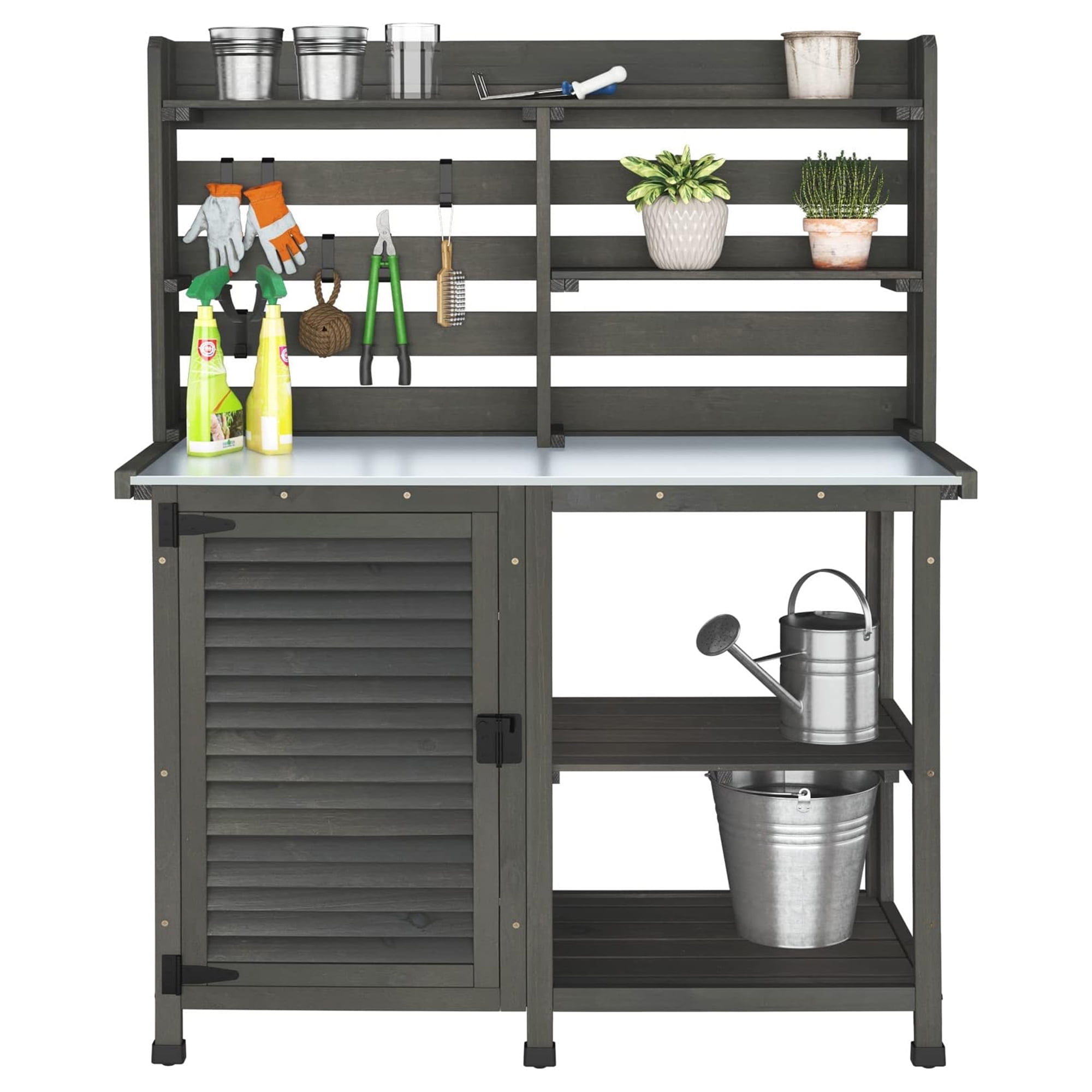 Potting Bench Table Large Garden Outdoor Work Bench Metal Tabletop ...