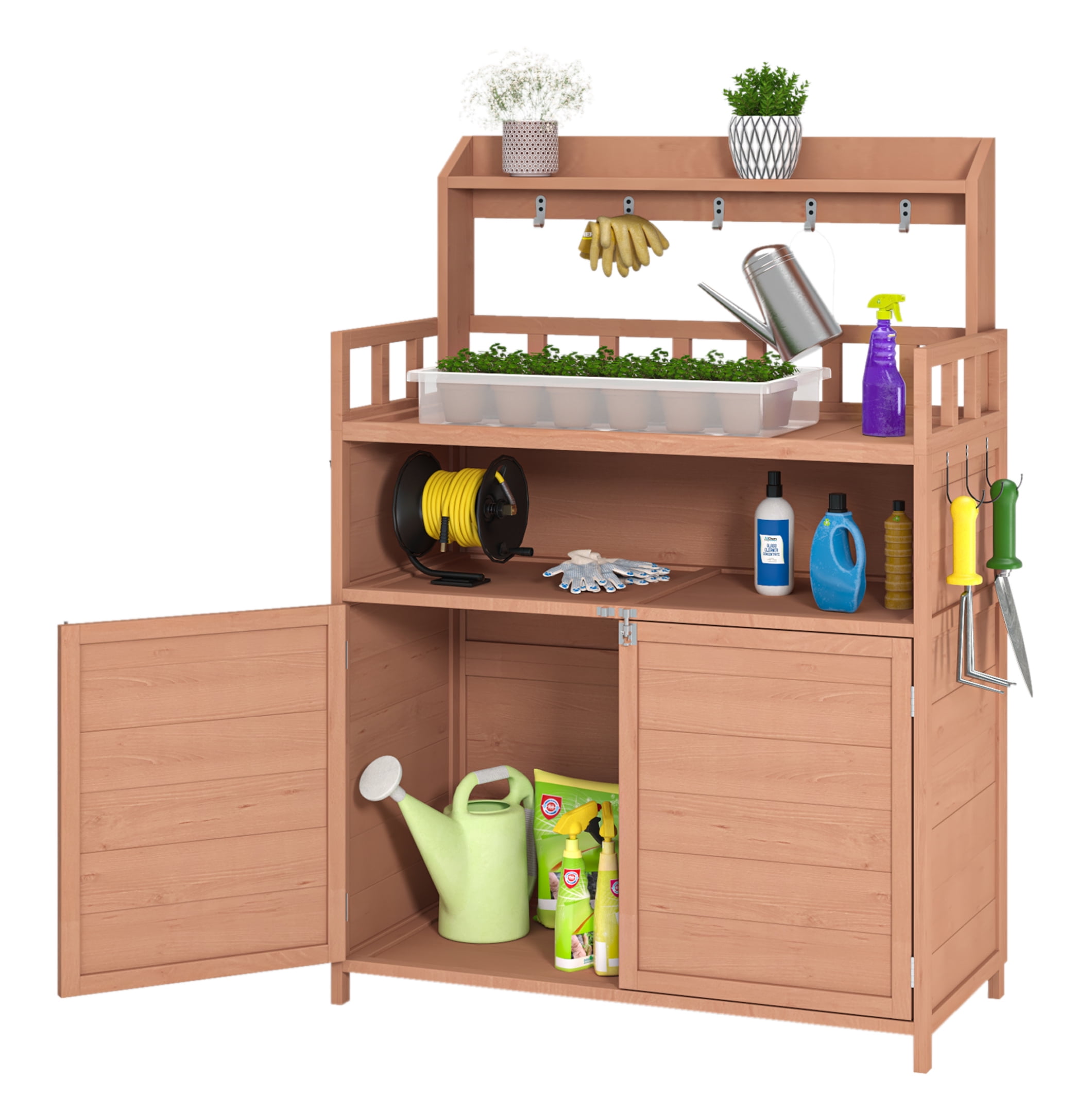 Potting Outdoor Gardening Table for Outside Wood Garden Planting ...