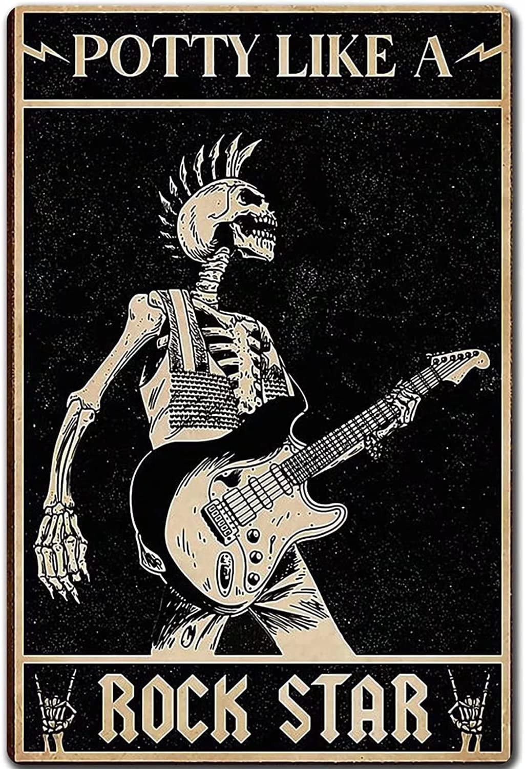 Potty Like A Rockstar Decor Gifts Funny Bathroom Decor Wall Art Coffee ...