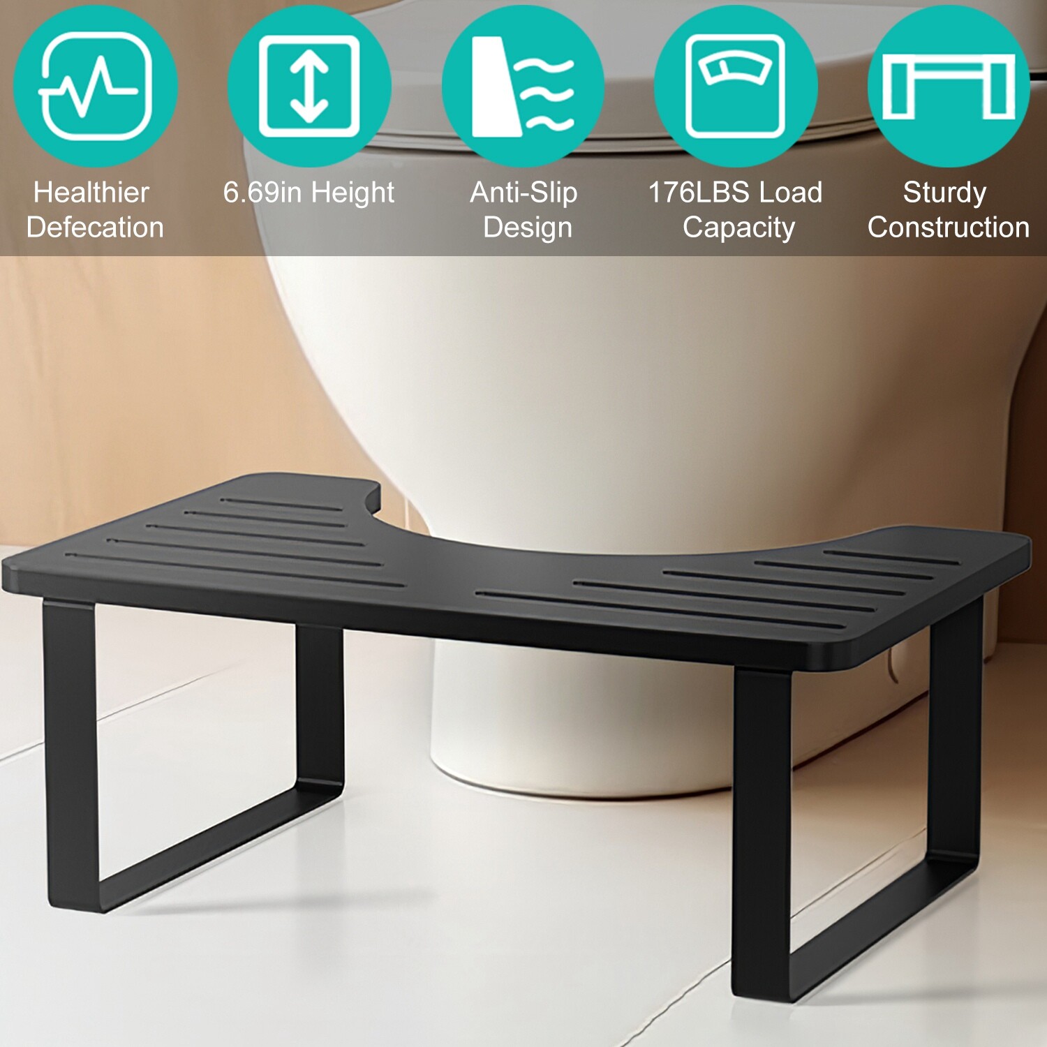 Potty Squatty Toilet Squat Stool Non-Slip Bathroom Step Stool Folding ...