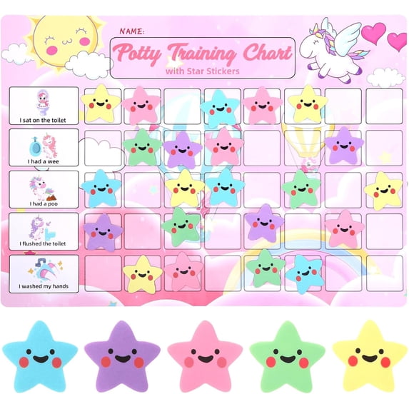 Potty Training Chart for Toddlers with 40 Large Reusable Magnetic Star ...