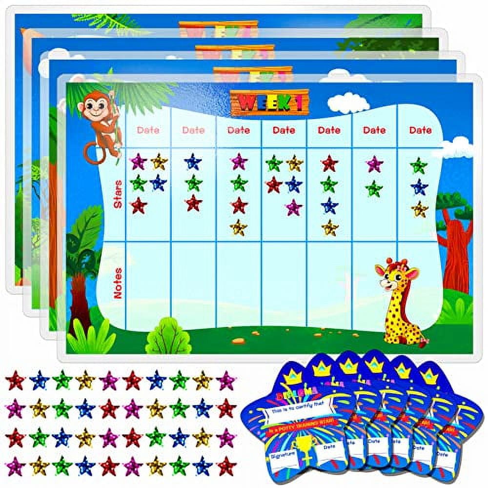 Potty Training Reward Chart, 4 Water/Oil Resistant Weekly Charts, 6 ...