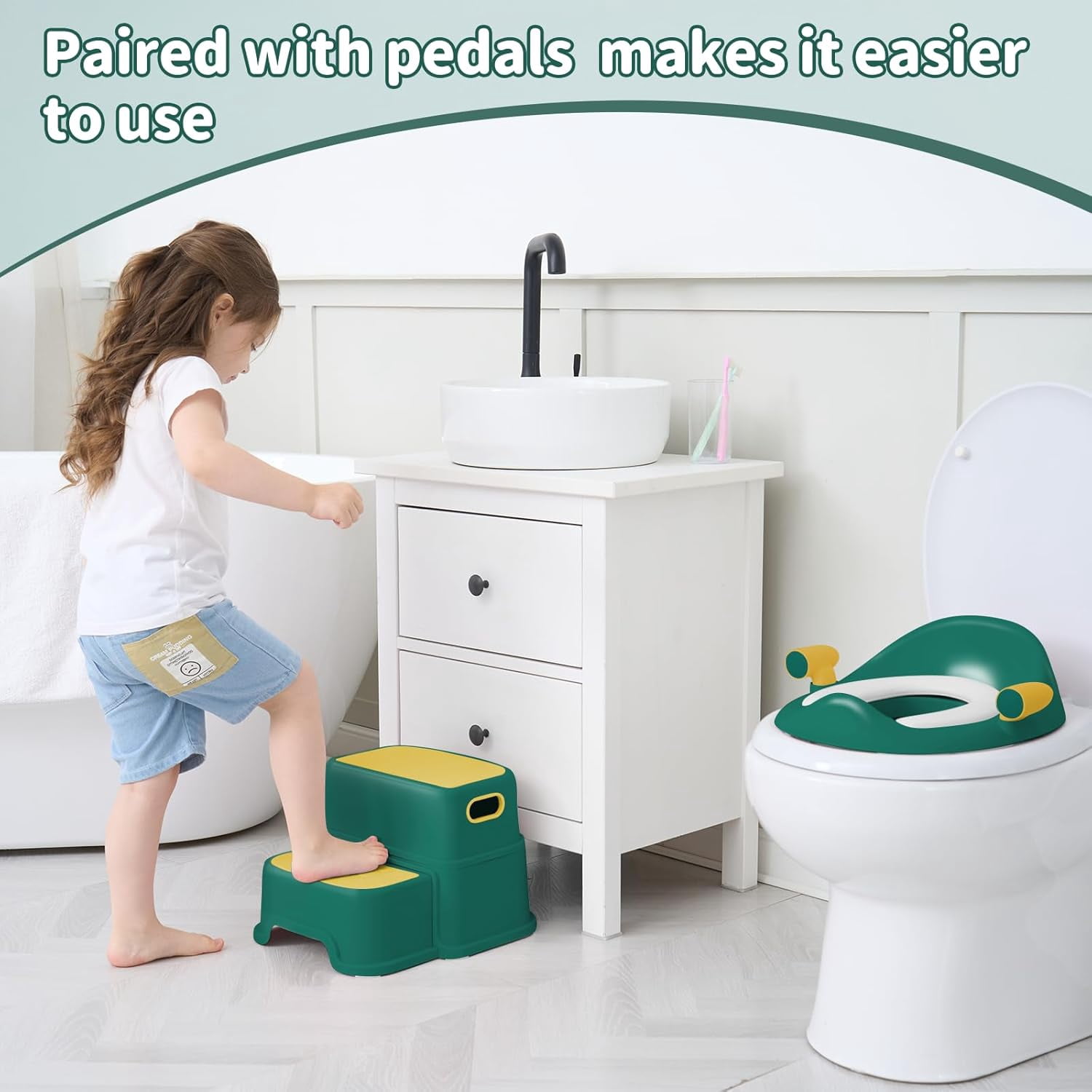 Potty Training Toilet Seat with Kids Step Stool Anti-Slip Toddler Potty ...