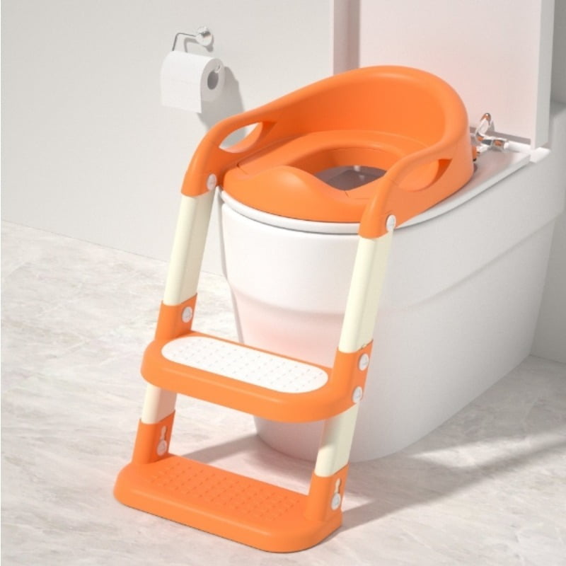 Potty seat with step stool ladder, new triangular stabilized base two-in-one toddler toilet seat ...