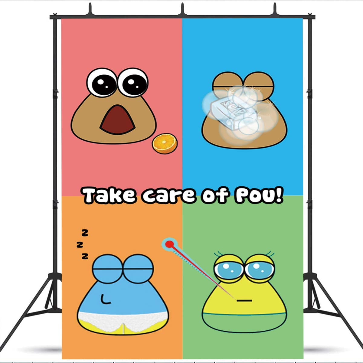 Pou Cartoon school Background Banner Birthday Backdrop Party Supplies ...