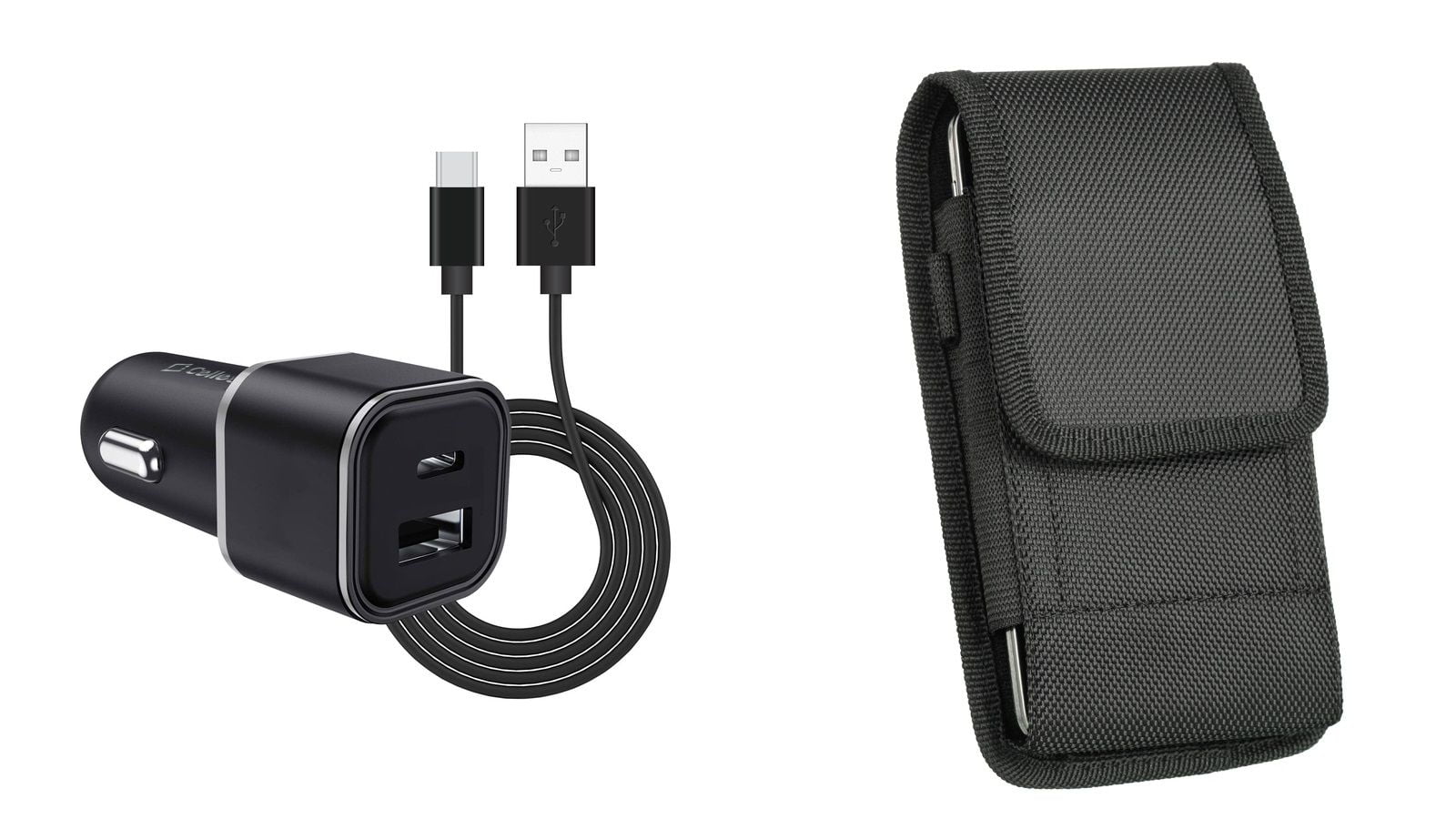 Pouch and Car Charger Bundle for BLU View 2: Vertical Nylon Belt ...