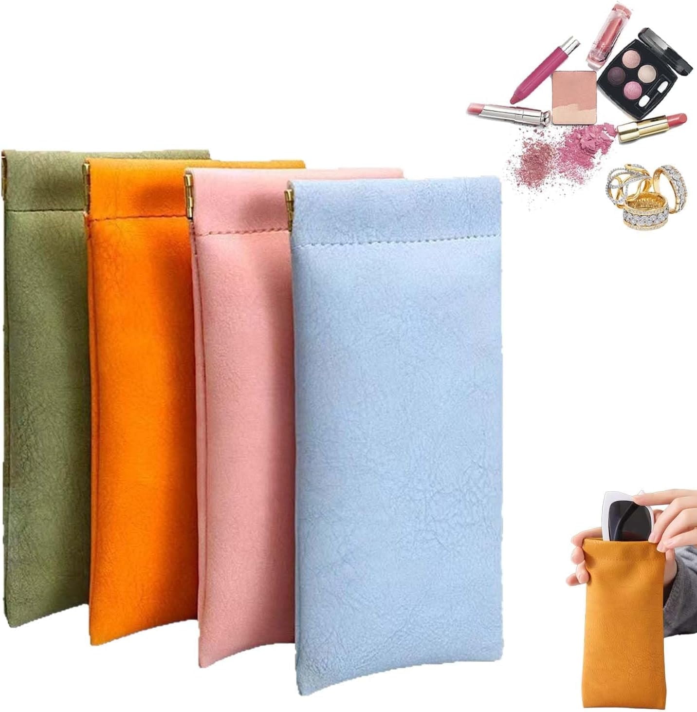 Personalized Snap Closure Leather Organizer Pouch,4PCS Portable Purse ...