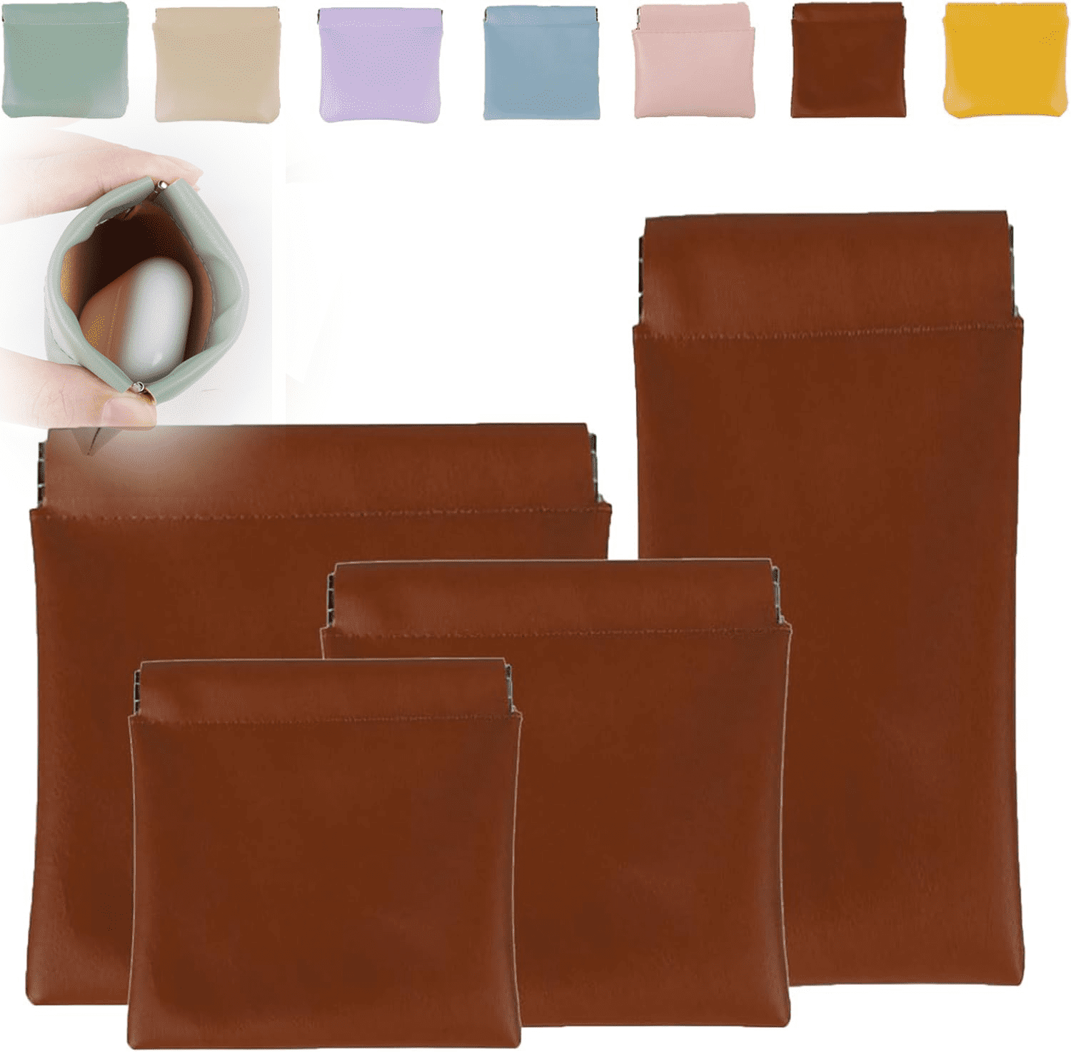 Pouchic - Personalized Snap Closure Leather Pouch - 4PCS Pouchic ...