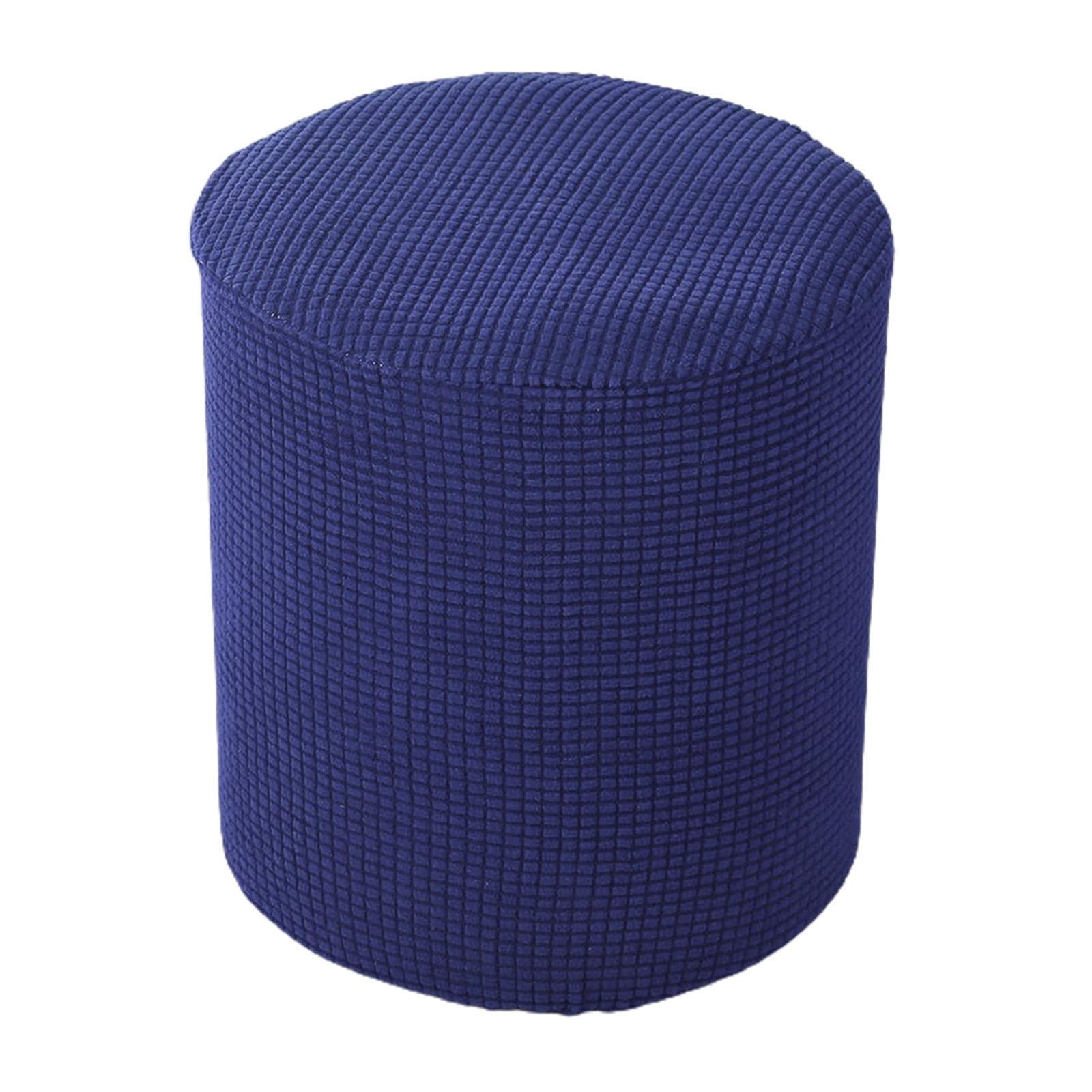 Pouf Cover with Elastic Textured Bottom Checked Machine Washable Fabric ...