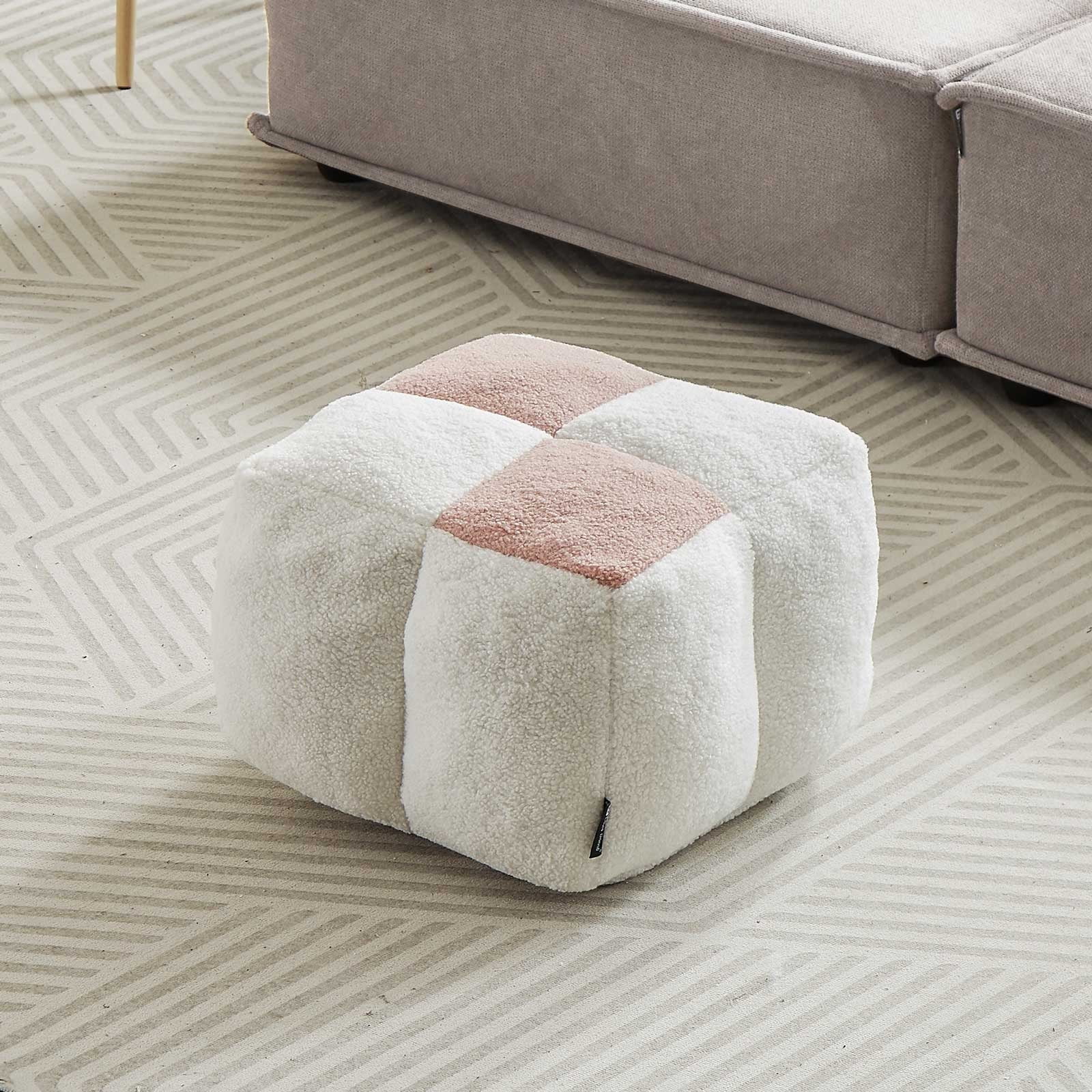Pouf Foot Stool Ottoman Soft Fabric Floor Chair Accent Footrest Pet ...
