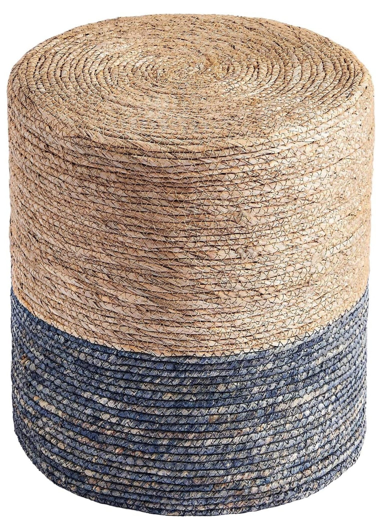 Pouf Ottoman, 100% Handwoven Seagrass Braided Pouffe, Boho Decor Floor ...