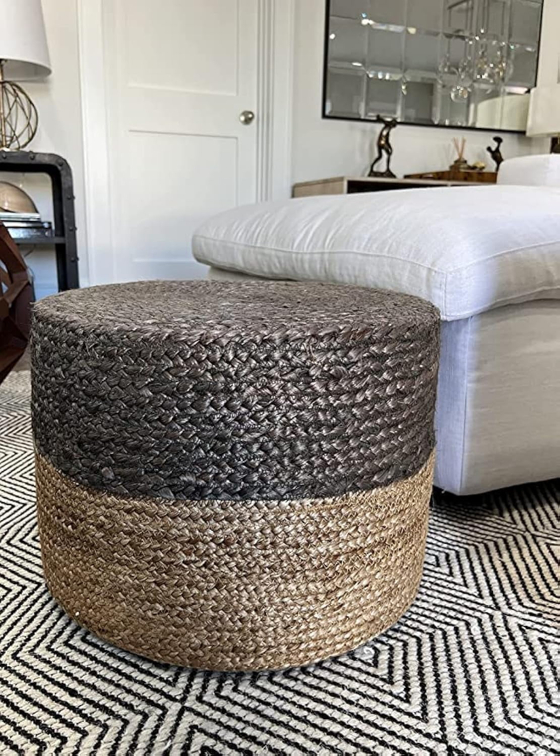 Pouf Ottoman - 100% Jute Braided Footrest Pouf Hand Knitted Traditional ...