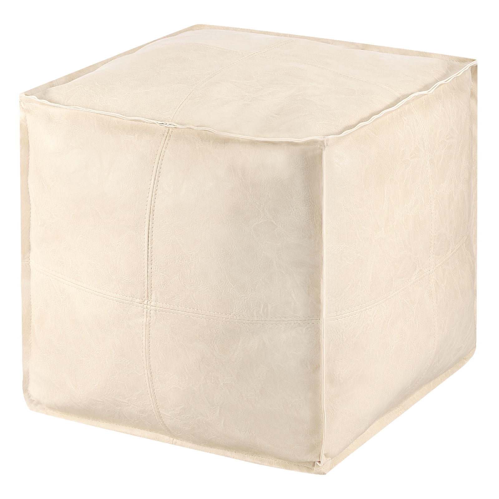Pouf Ottoman Cover Faux PU Leather Square Pouf Cover Unstuffed Pouf ...
