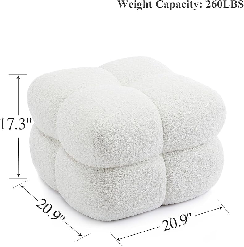 Pouf Ottoman Foot Rest, Large Square Foot Stool for Couch, Upholstered ...
