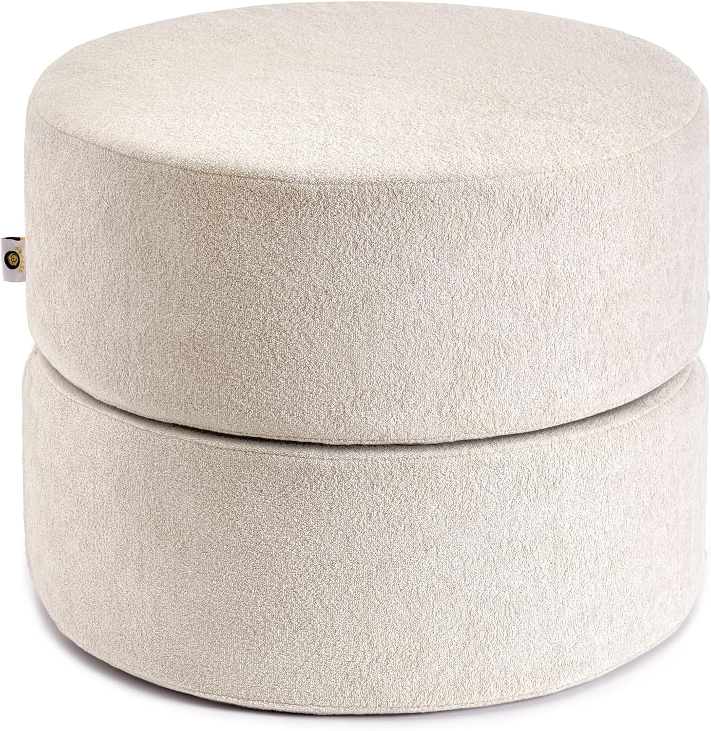 Pouf Ottoman Foot Rest Stool, Double Layer Round Modern Foam Filled ...