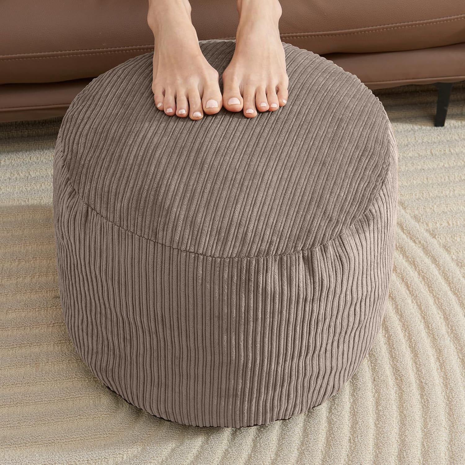 Pouf Ottoman Foot Stools Ottoman with Foam Small Corduroy Ottomans for ...