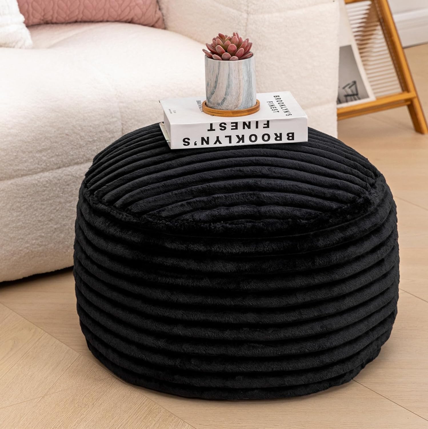 Pouf Ottoman Stuffed,Footstool, Floor Pouf, Foot Rest,20x12 Inches ...