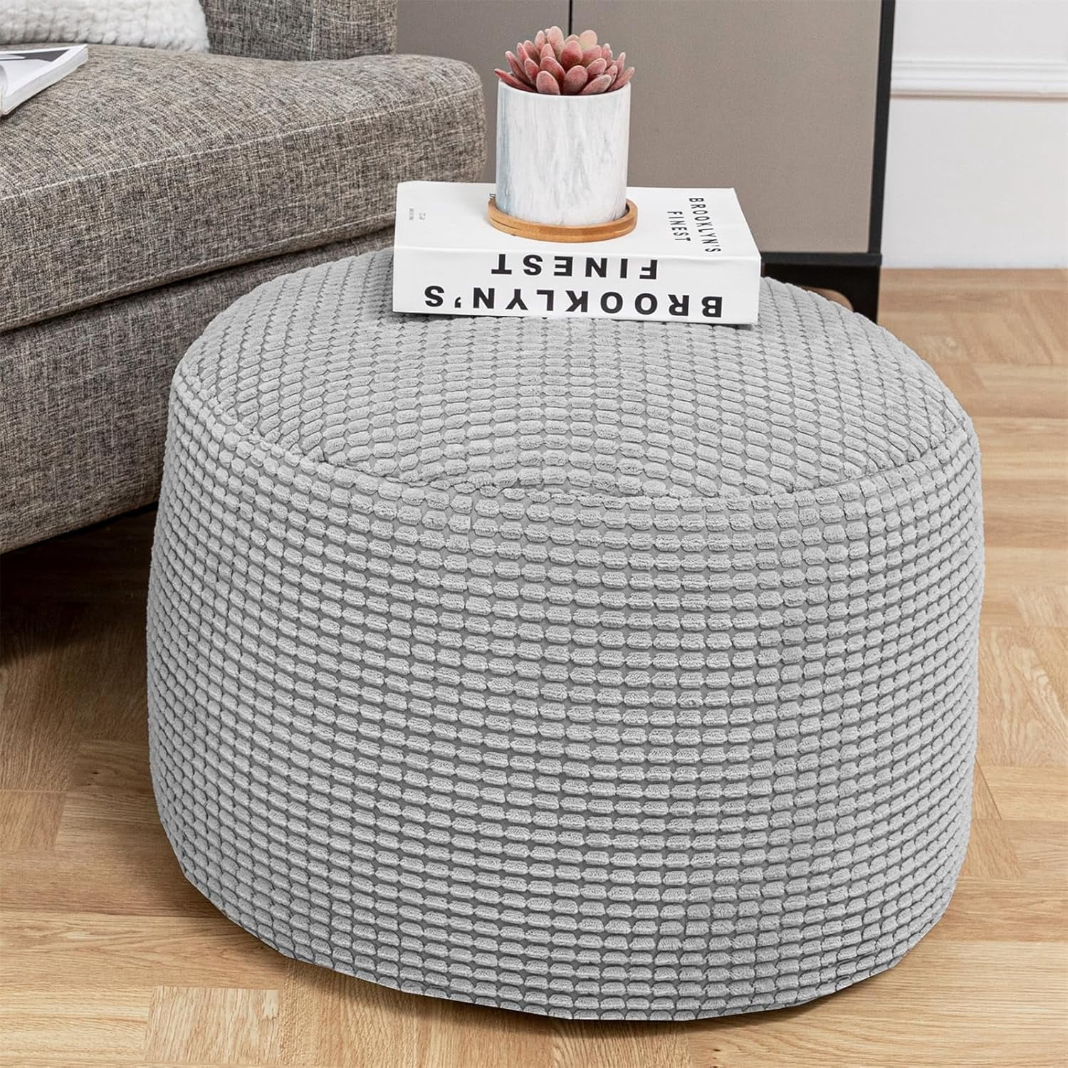Pouf Ottoman Stuffed High Density Pouf Ottoman Filler Velvet Floor Pouf ...