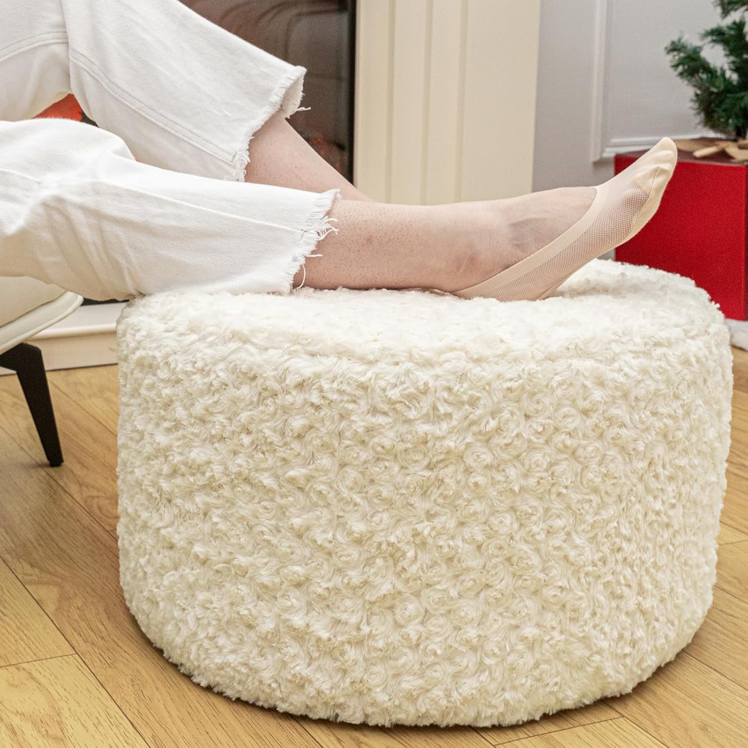 Pouf Ottoman Stuffed Modern Foam Pouf Filler Flower Fur Floor Pouf ...