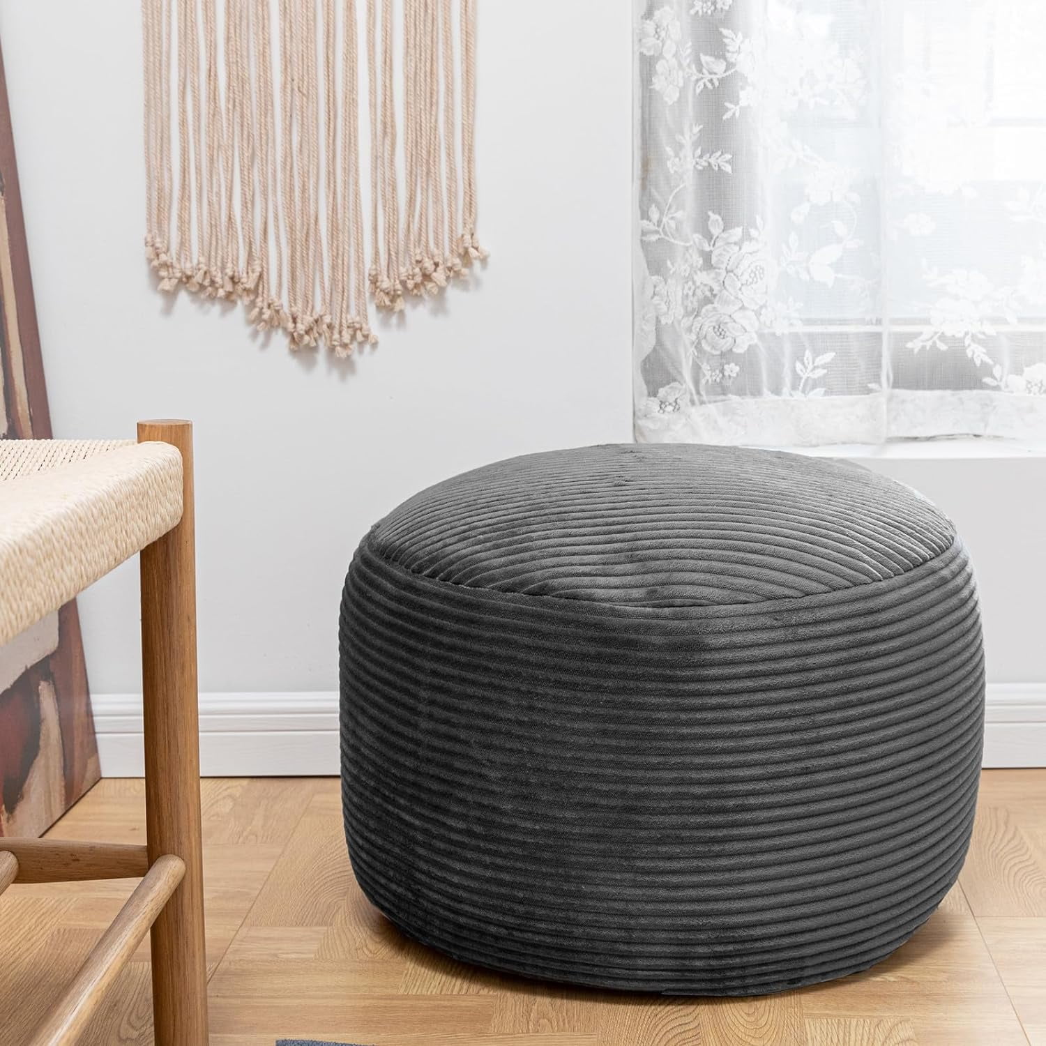 Pouf Ottoman Stuffed Modern Foam Pouf Velvet Floor Pouf Round Foot ...