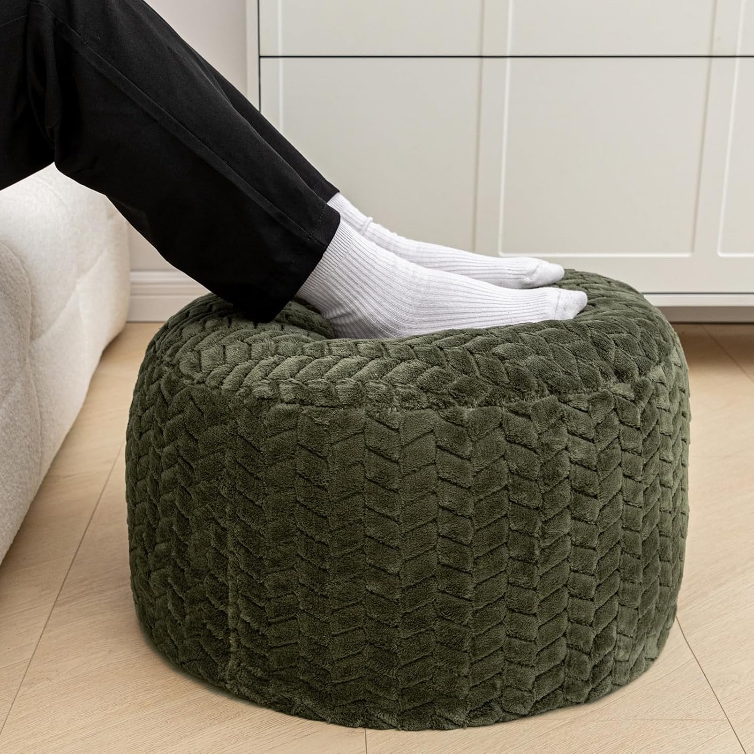 Pouf Ottoman Stuffed Ottoman Foot Rest with Filler Floor Pouf Floor ...