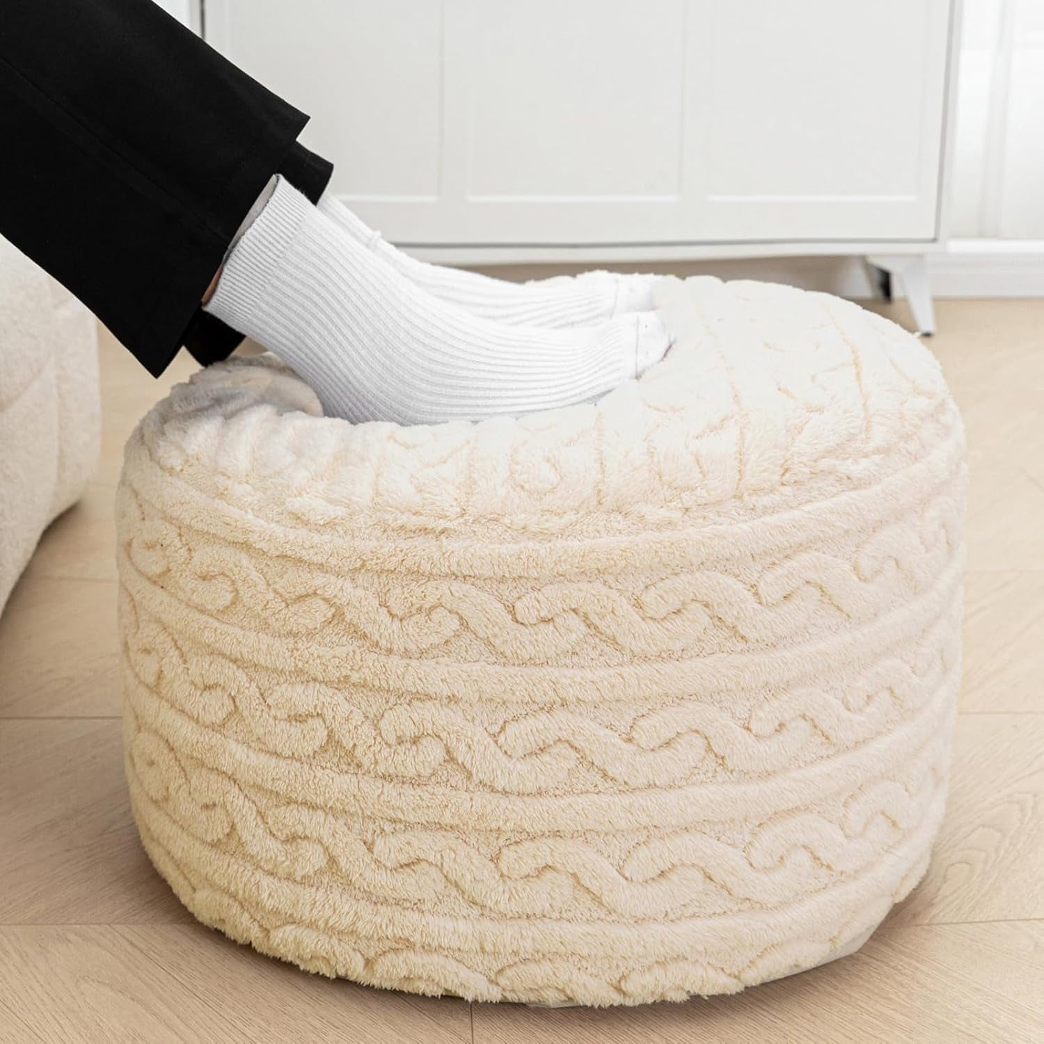 Pouf Ottoman Stuffed Prefilled Floor Pouf Ottoman Foot Rest 20x20x12 ...