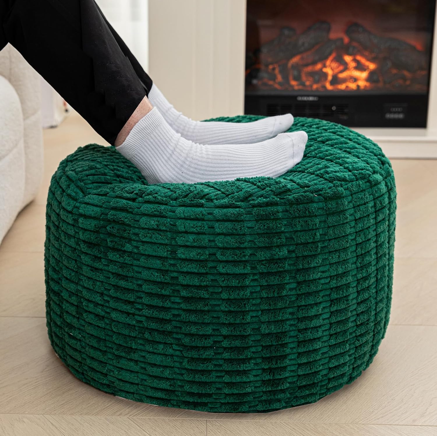 Pouf Ottoman Stuffed Round Ottoman Foot Rest Foot Stool Poufs for ...
