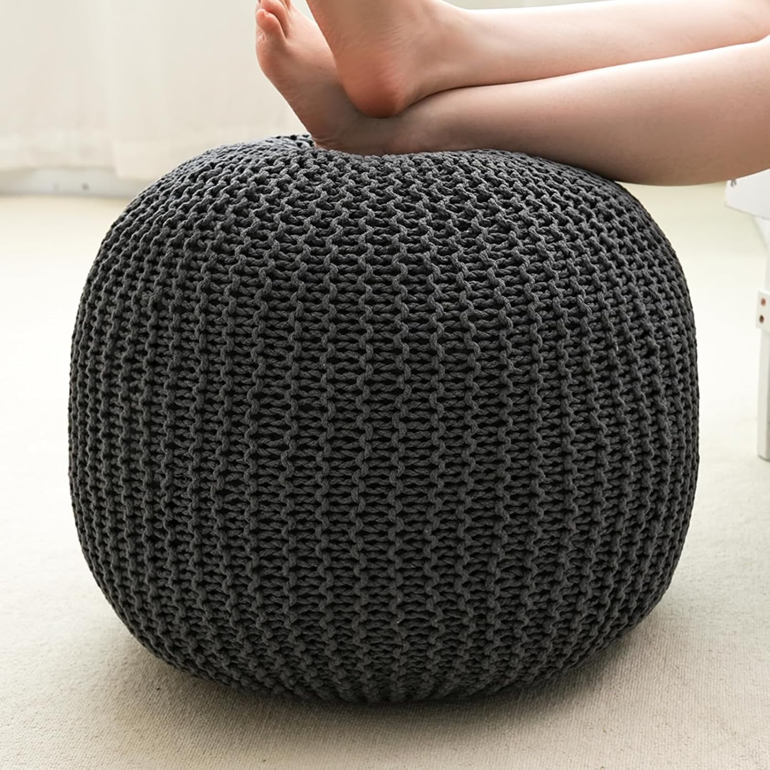 Pouf Ottoman Stuffed Round Modern Foam Filled Foot Rest Poufs for ...