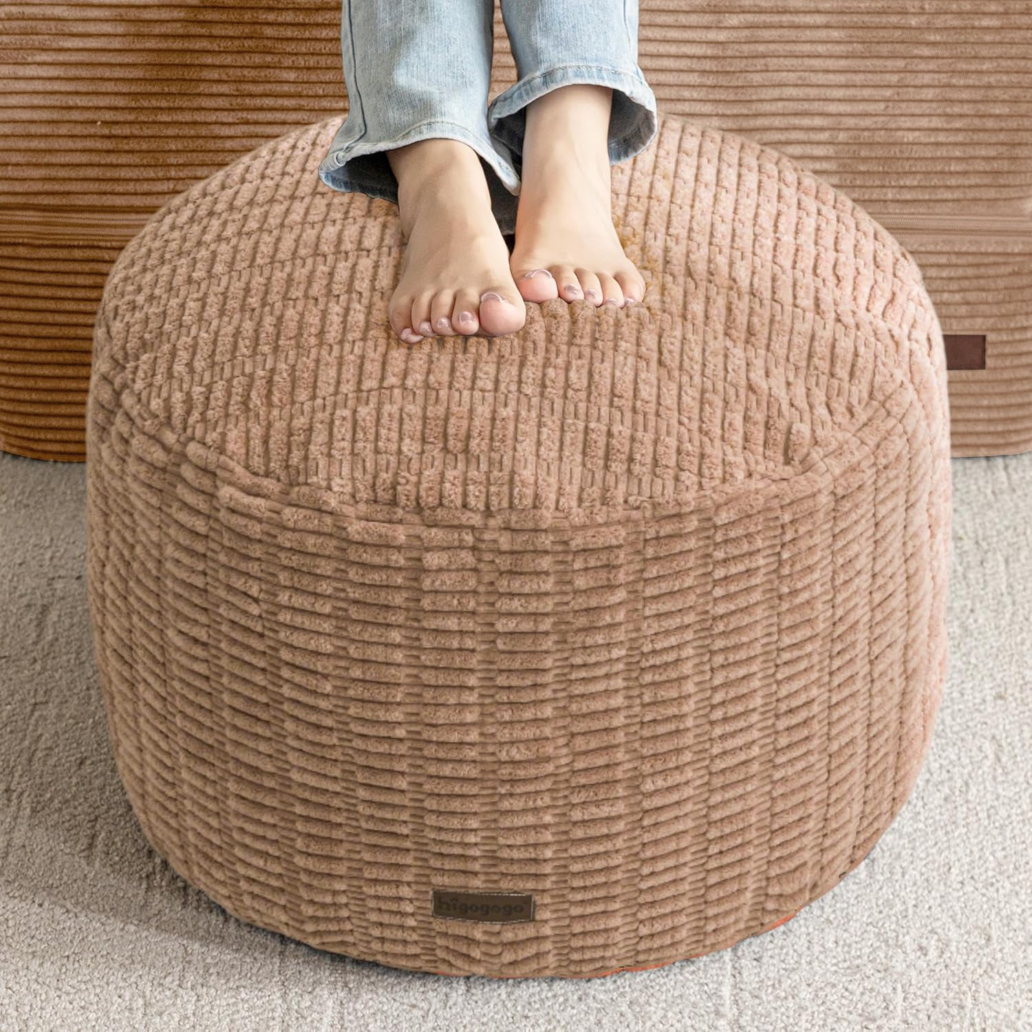 Pouf Ottoman Stuffed Round Modern Foam Filled Foot Rest Poufs for ...