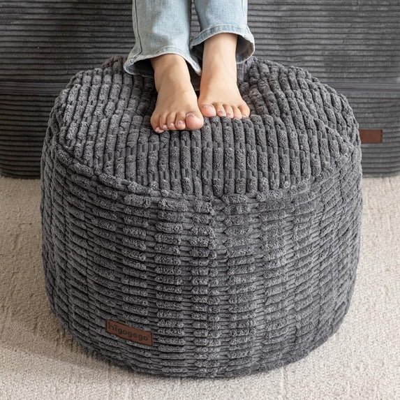 Pouf Ottoman Stuffed Round Modern Foam Filled Foot Rest Poufs for ...