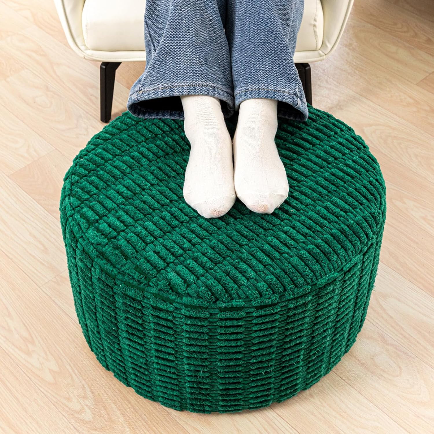 Pouf Ottoman Stuffed Round Ottoman Foot Rest Foot Stool Poufs for ...