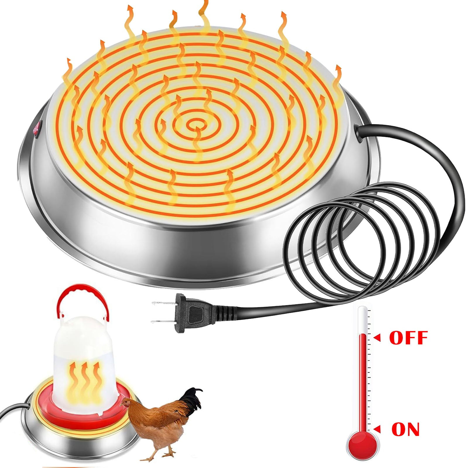 Poultry Chicken Water Heater, 15''Outdoor Heated Chicken Waterer ...