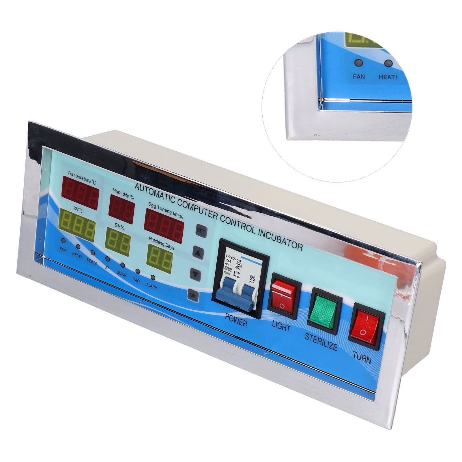 Poultry Egg Incubator System, Digital Temp Humidity Control, 7 Output Channels, 999 Egg Turn ...