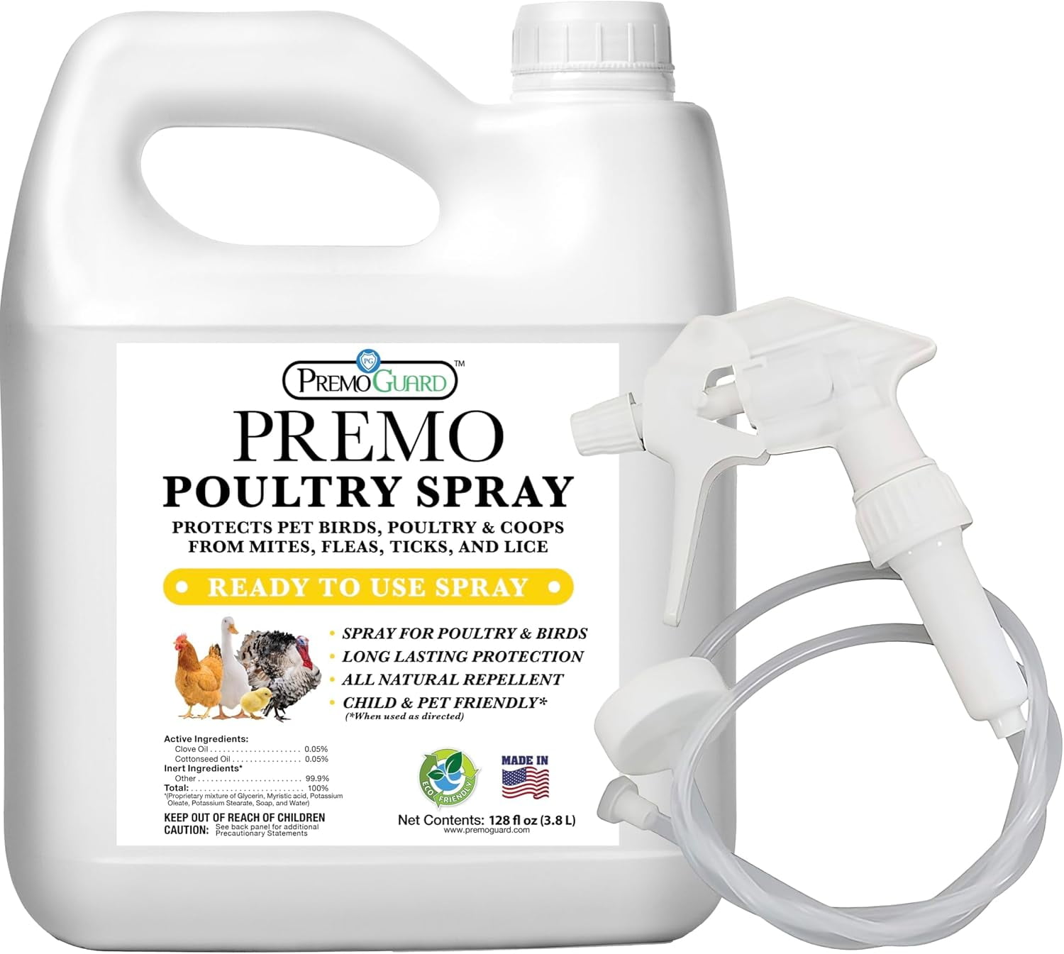 Poultry Spray - 128 oz - Kill Scaly Leg, Mites, Fleas, Lice, & Other ...