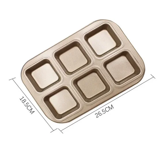 Pound Cake Mold Square Bakeware Non-Stick 6-Piece Brownie Mold Form for ...